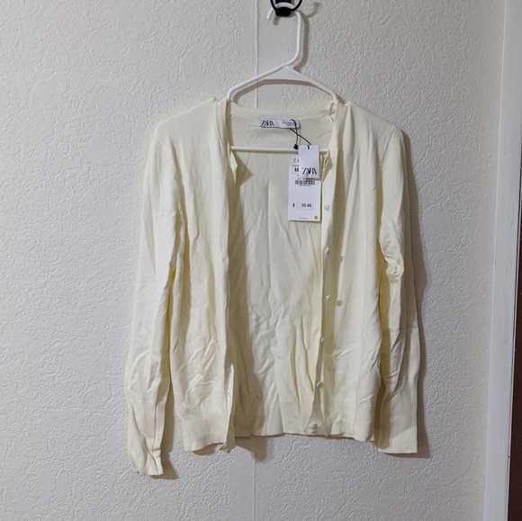 Zara | Sweaters | Nwt Zara Yellow Knit Button Down Cardigan M | Poshmark
